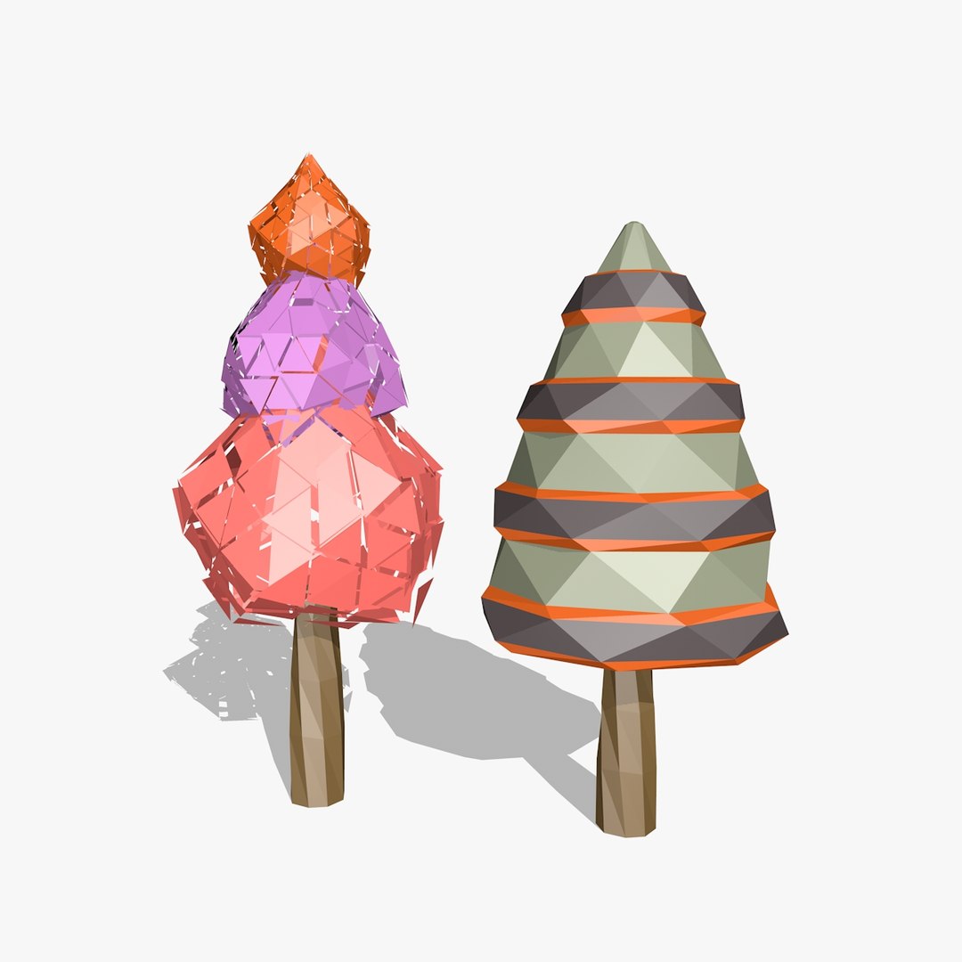 cartoon trees 3d obj