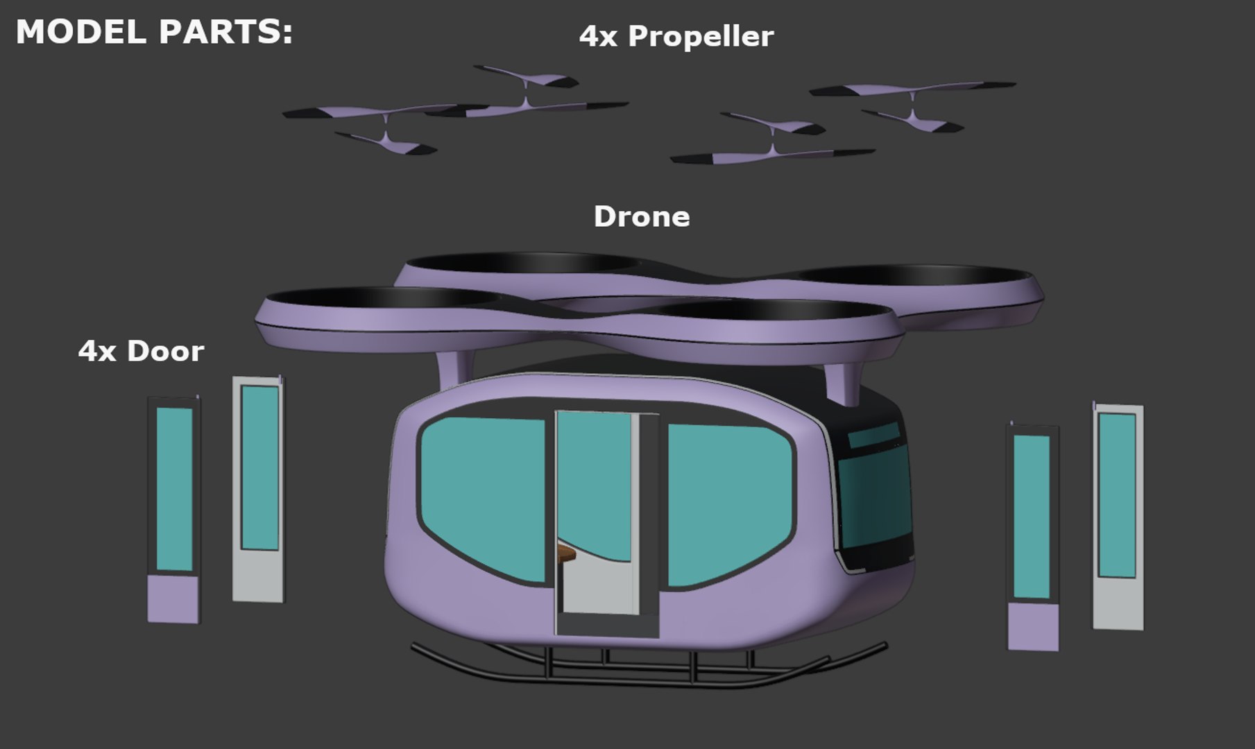 3D Drone Minibus Monorail Collection Model - TurboSquid 1800867