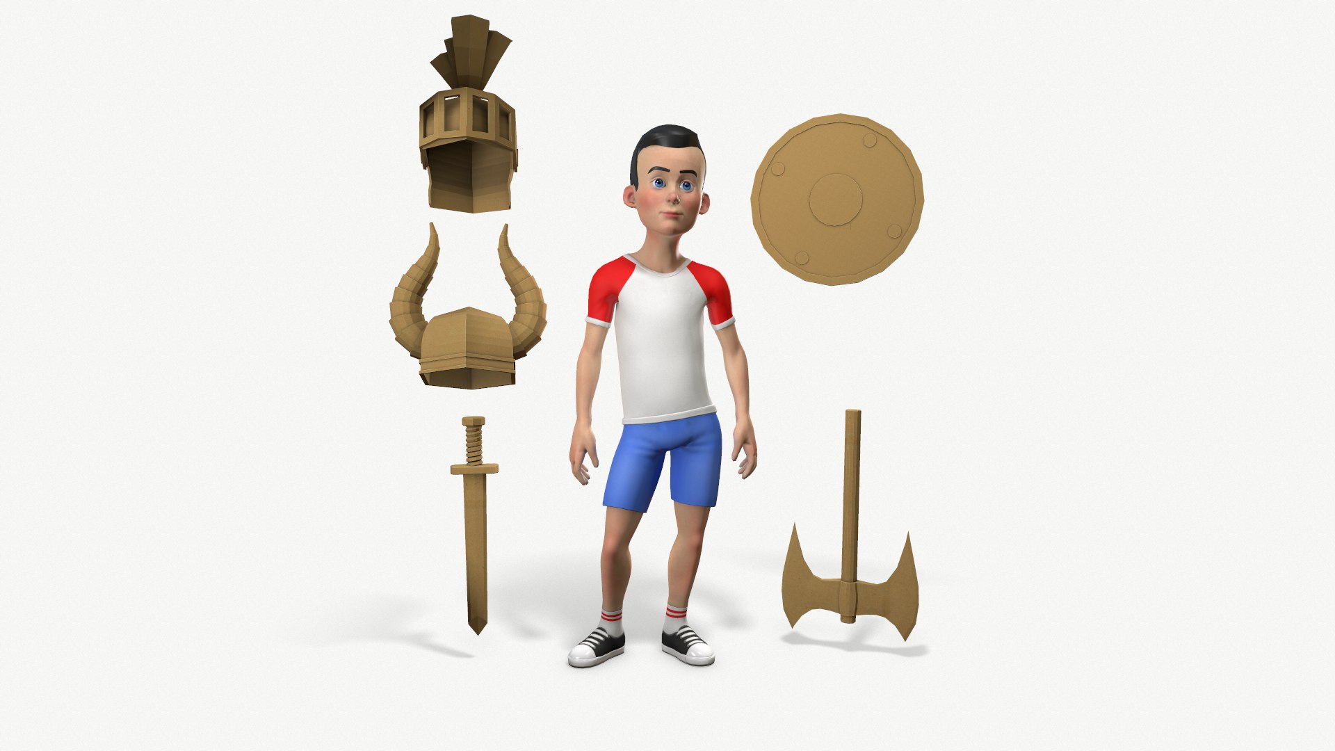 3D stylized character cardboard weapons - TurboSquid 1699189