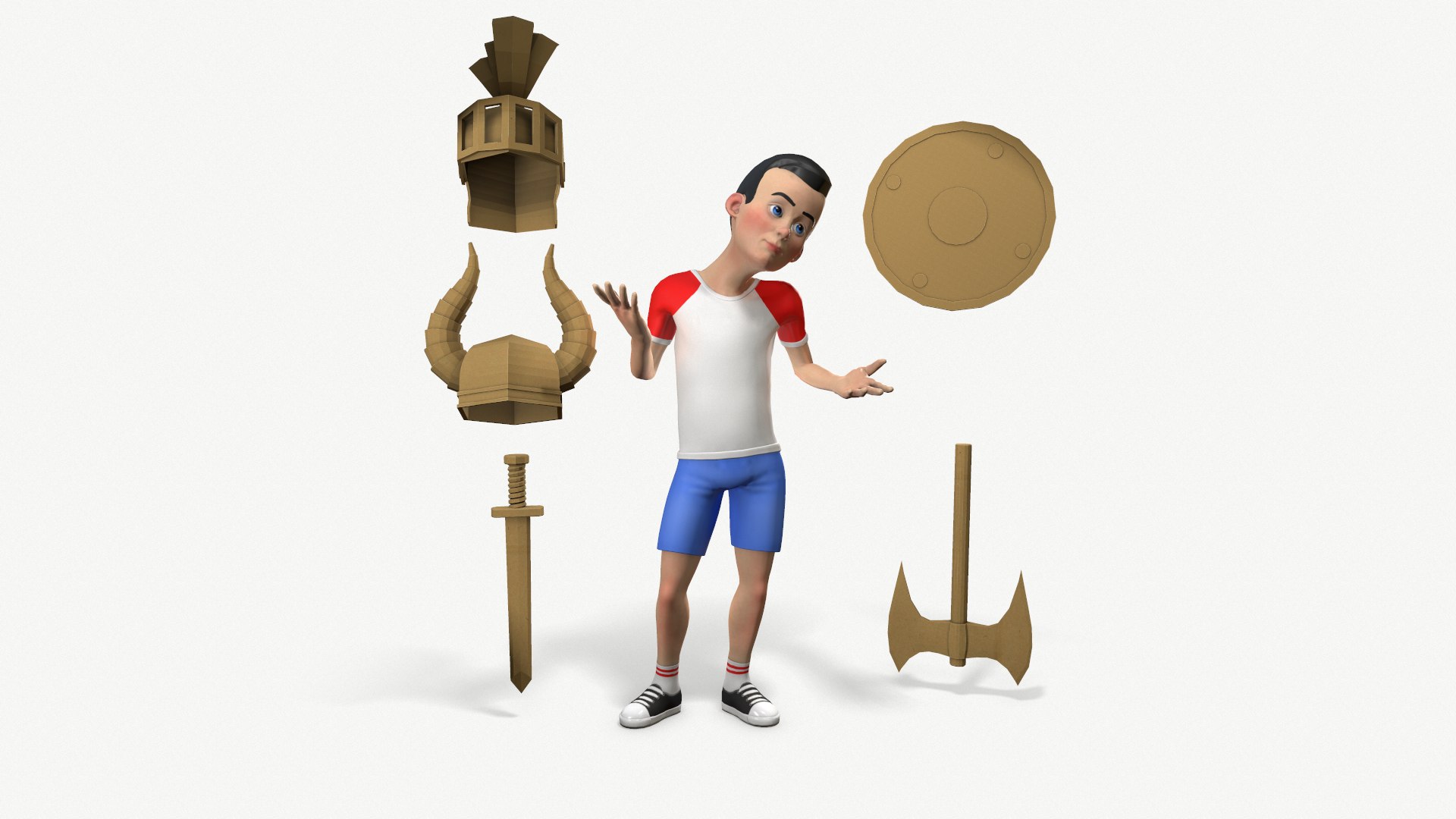 3D stylized character cardboard weapons - TurboSquid 1699189