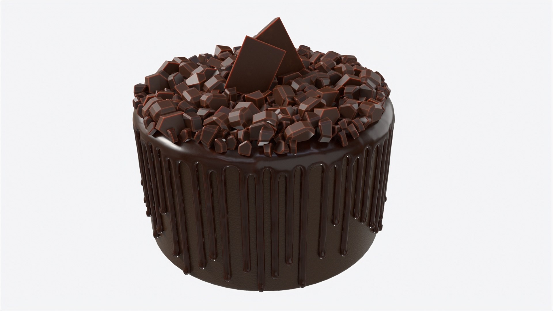 3D model Chocolate Cake Decorated with Chocolate Pieces - TurboSquid ...