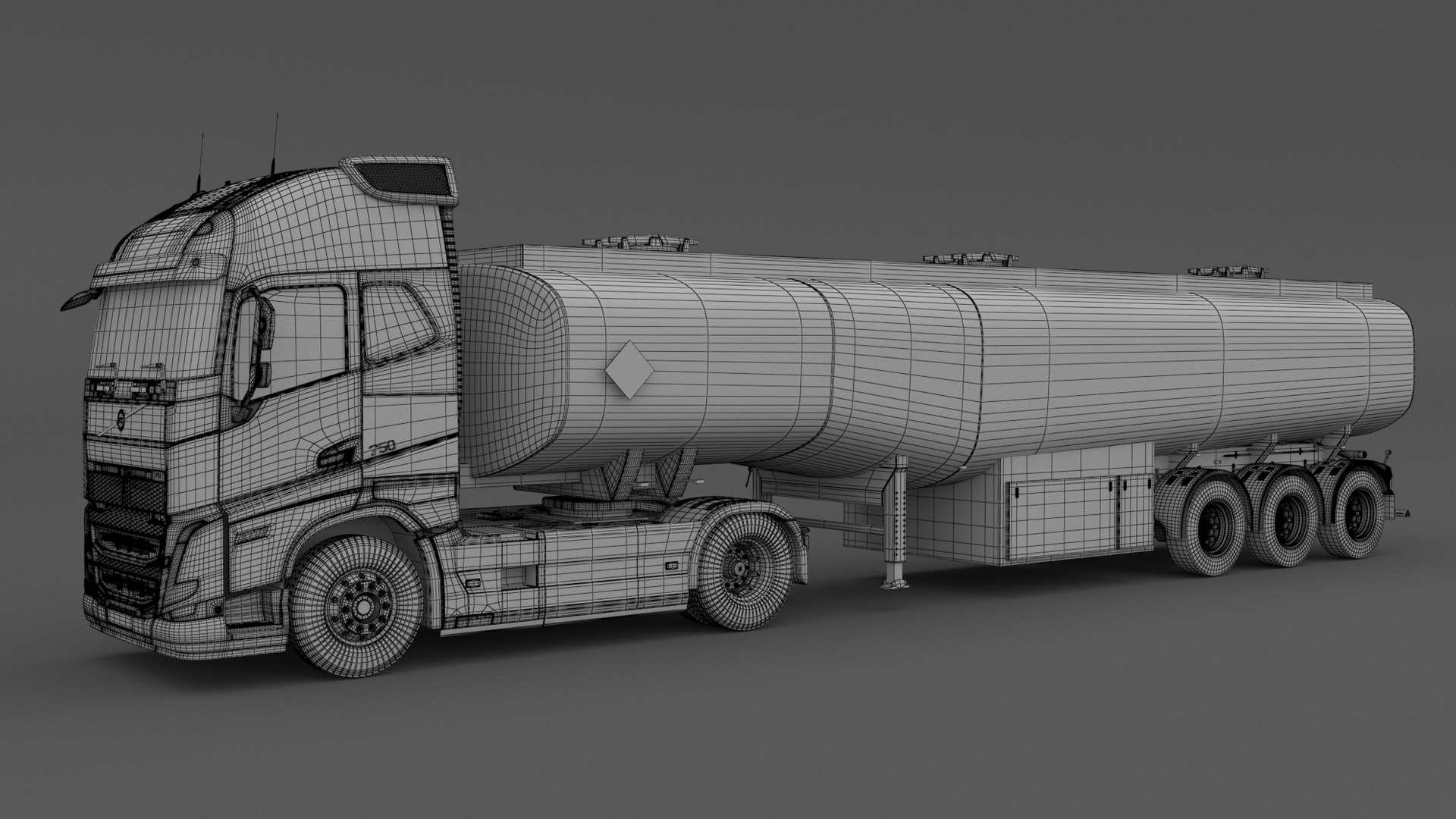 3D SHELL Volvo Fh16 With Fuel Semi Tank Trailer Model - TurboSquid 2331592