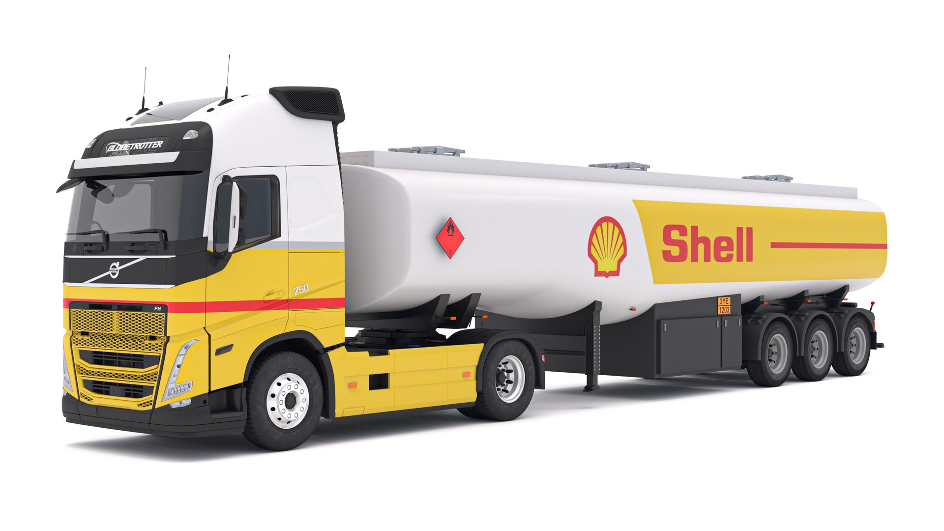 3D SHELL Volvo Fh16 With Fuel Semi Tank Trailer Model - TurboSquid 2331592