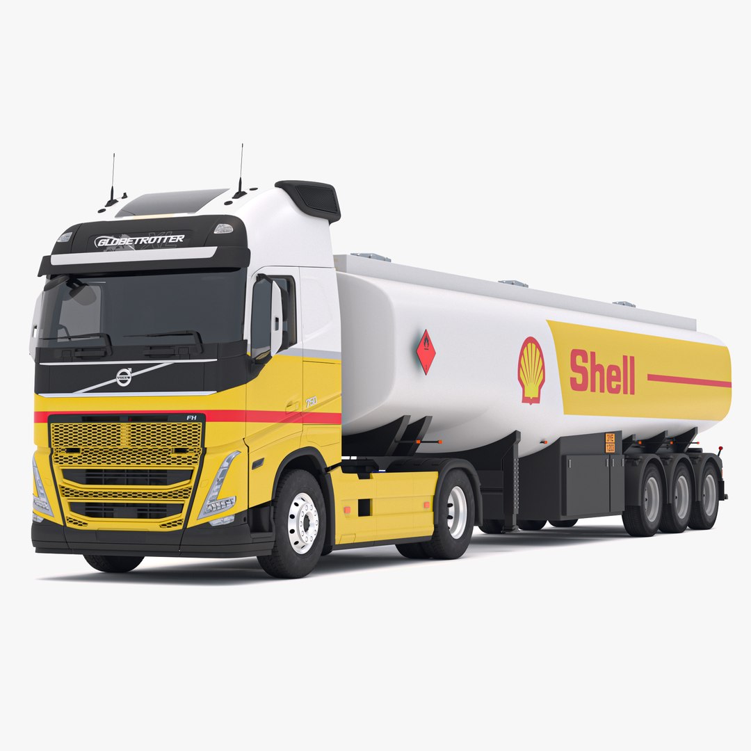 3D SHELL Volvo Fh16 With Fuel Semi Tank Trailer Model - TurboSquid 2331592