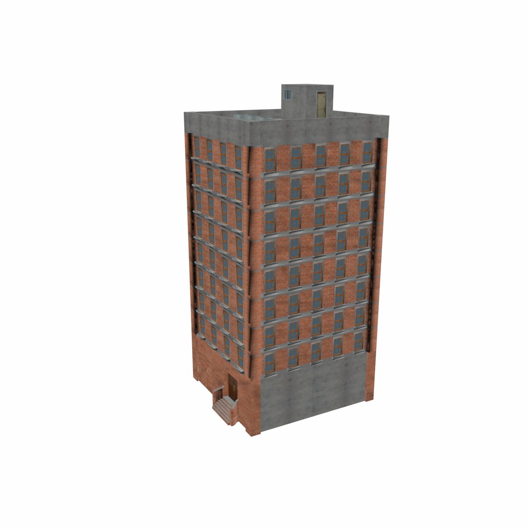 simple residential building 3d model