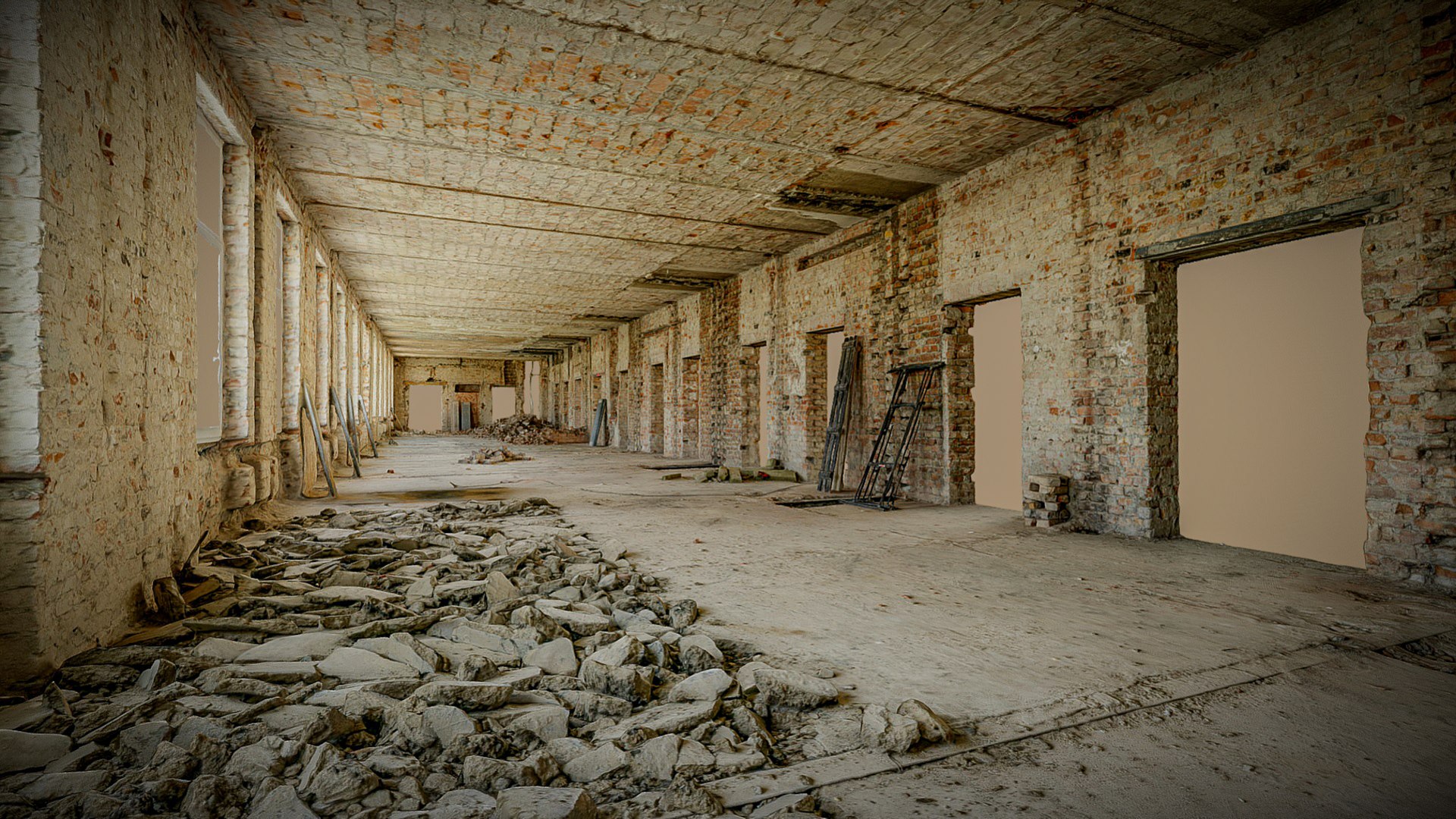 Long And Narrow Hall Under Renovation 3D Model - TurboSquid 2240706