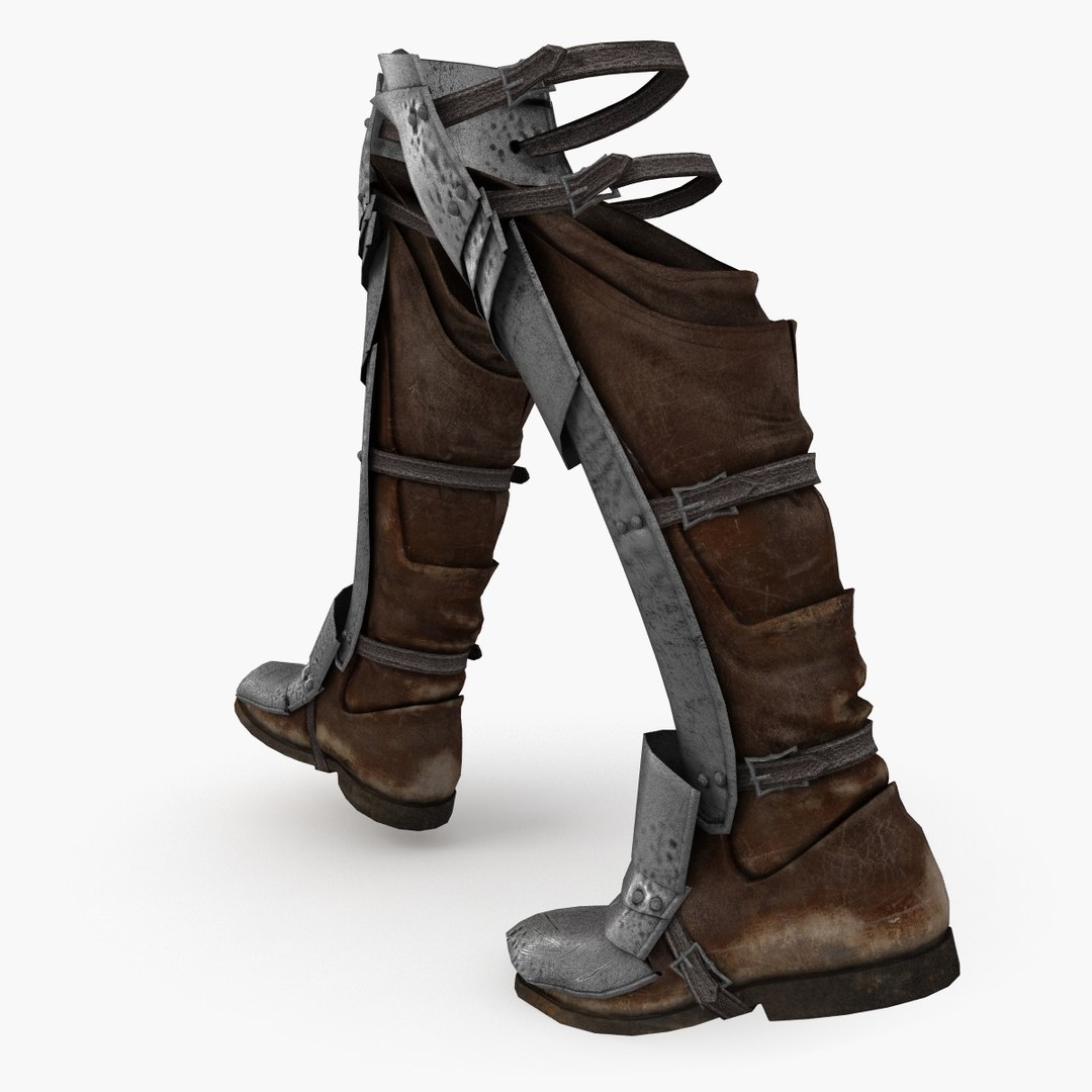 3d model of medieval armour boots v3