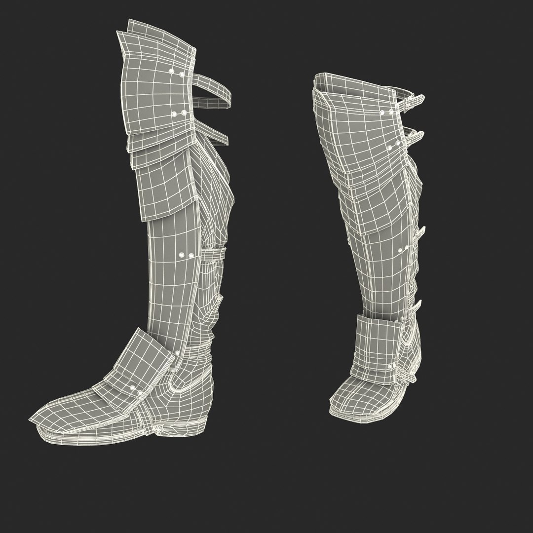 3d model of medieval armour boots v3