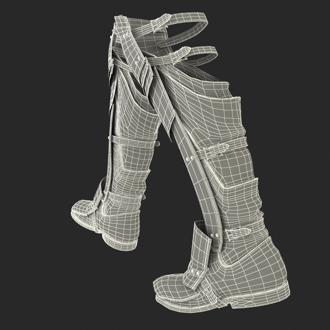 3d model of medieval armour boots v3