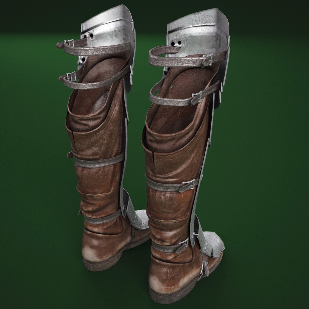 3d model of medieval armour boots v3