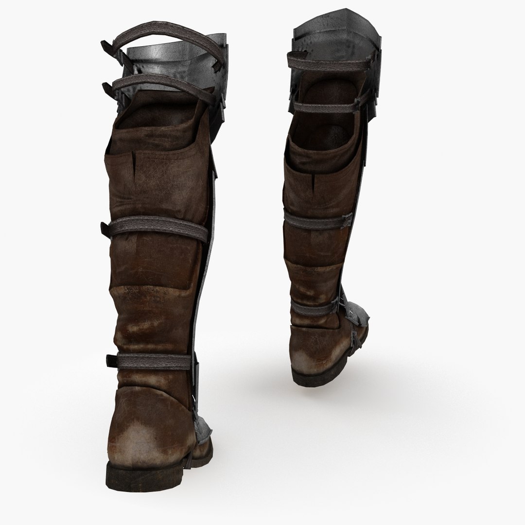 3d model of medieval armour boots v3