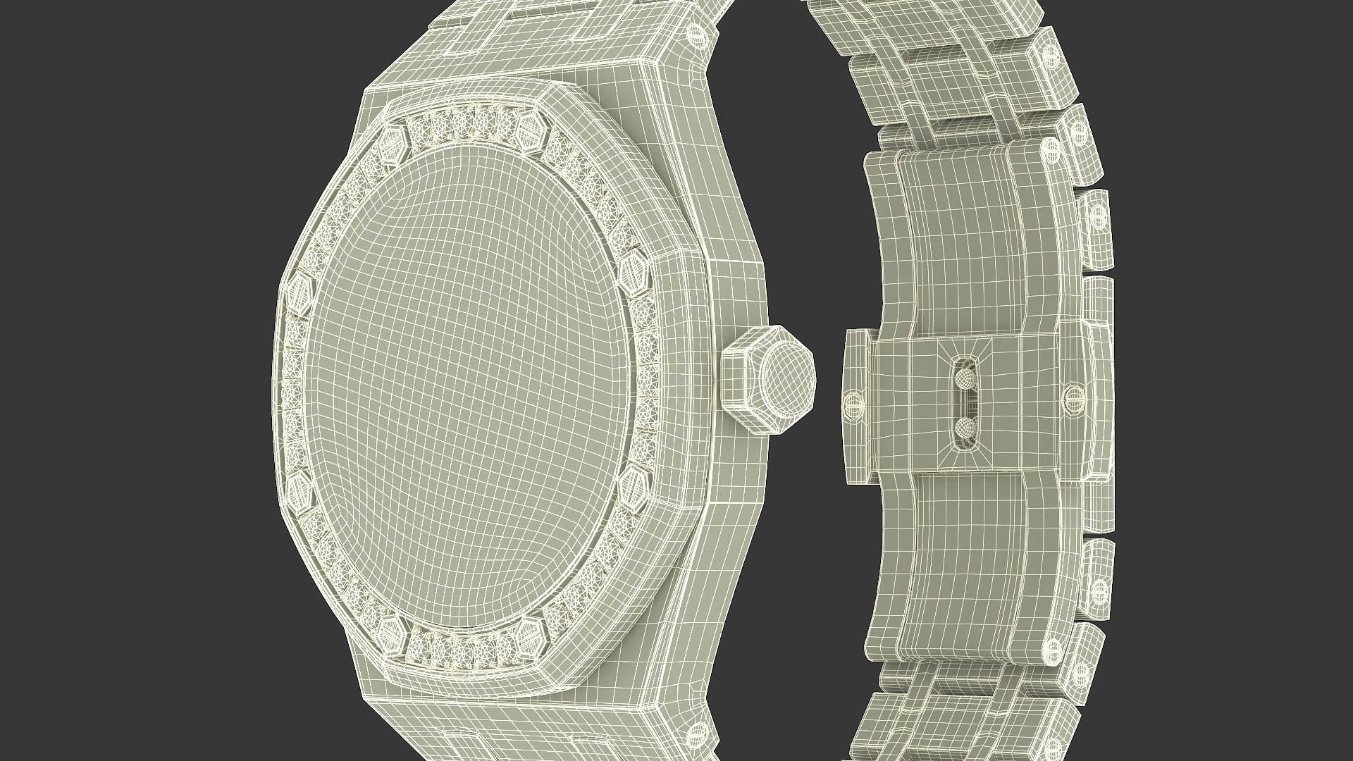 3D Model Audemars Piguet Royal Oak Khaki Diamond-Set Pink Gold ...