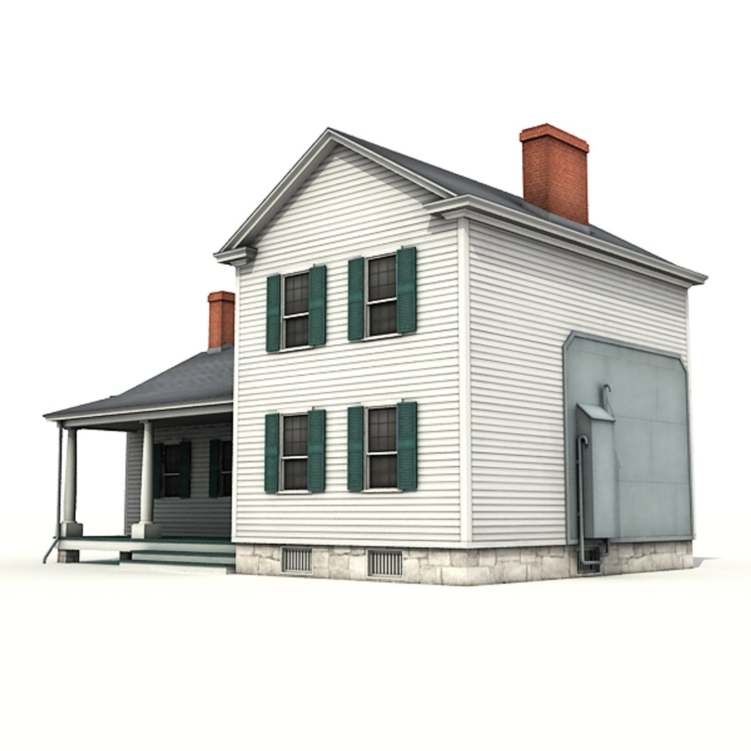 3ds Max Low-poly White Wooden House