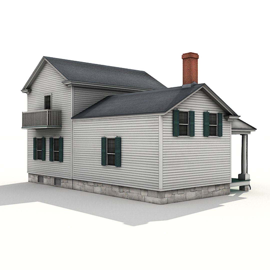 3ds Max Low-poly White Wooden House
