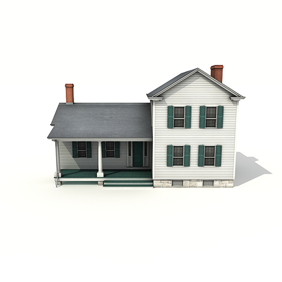 3ds Max Low-poly White Wooden House