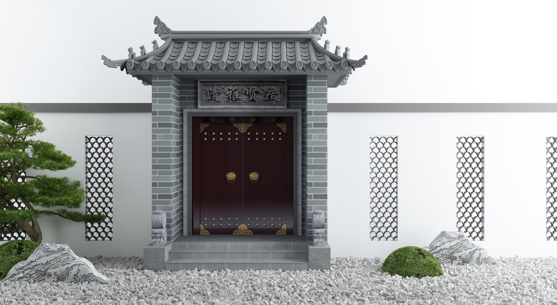 Chinese gate landscape New style 3D model - TurboSquid 2129450