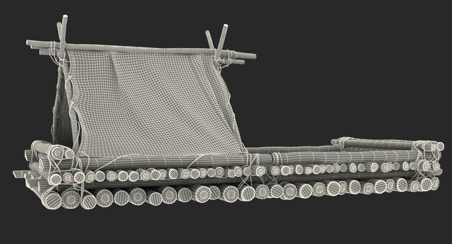 3D model wooden log raft hut - TurboSquid 1394408