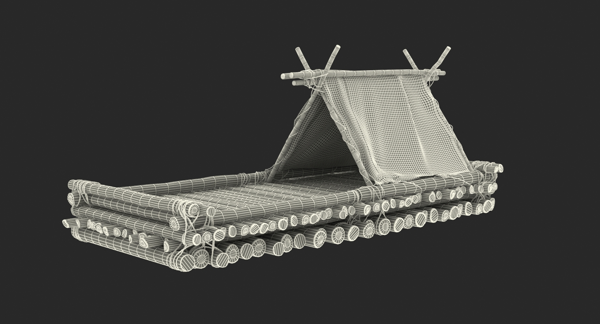 3D Model Wooden Log Raft Hut - TurboSquid 1394408