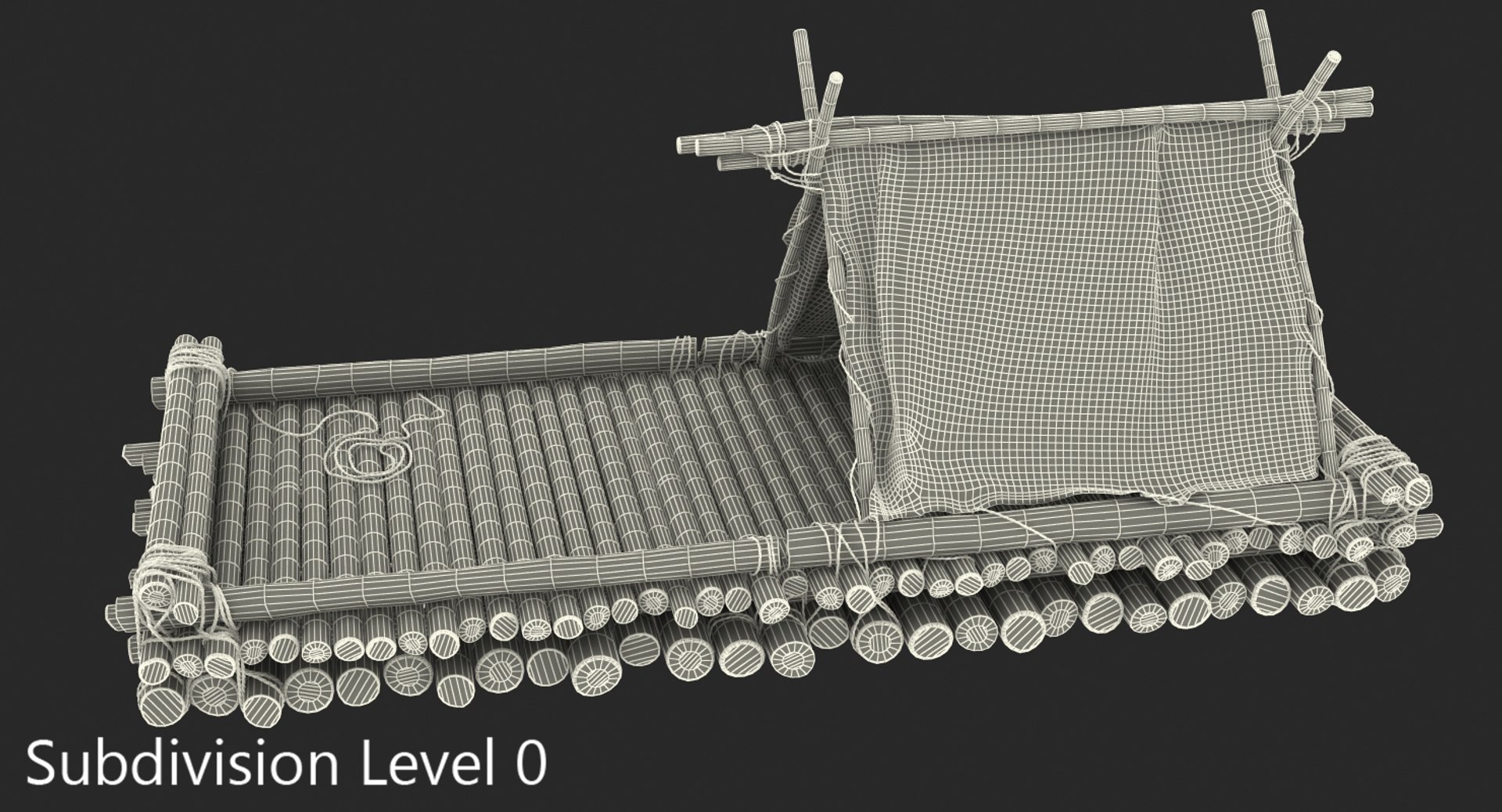 3D model wooden log raft hut - TurboSquid 1394408