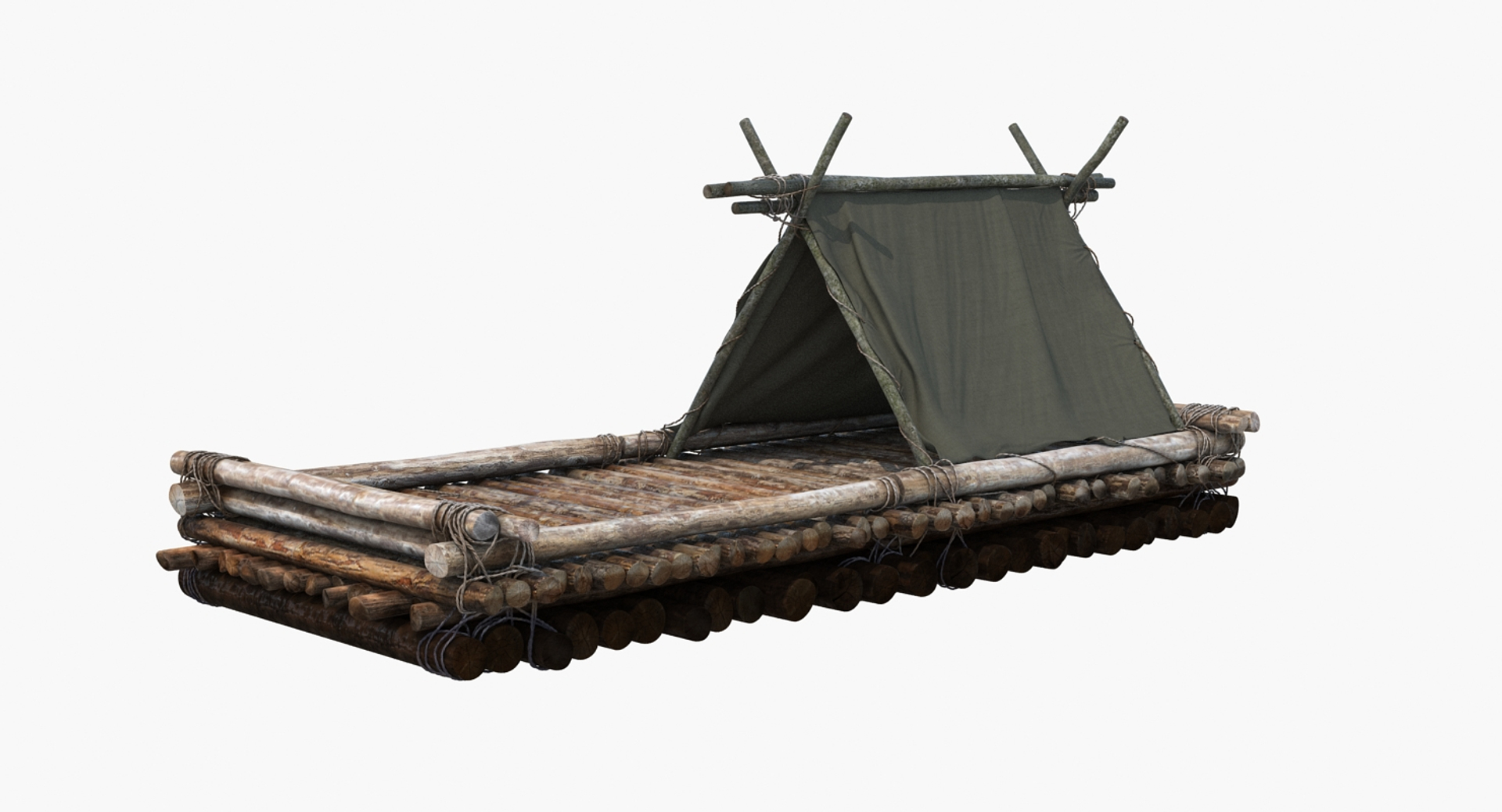 3D Model Wooden Log Raft Hut - TurboSquid 1394408