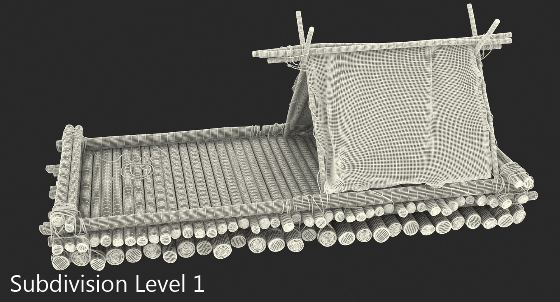 3D model wooden log raft hut - TurboSquid 1394408
