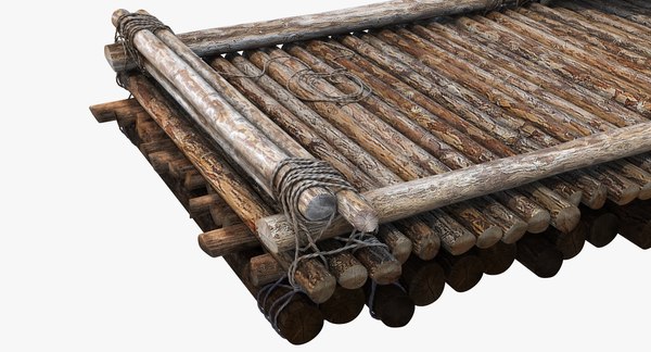 3D model wooden log raft hut - TurboSquid 1394408