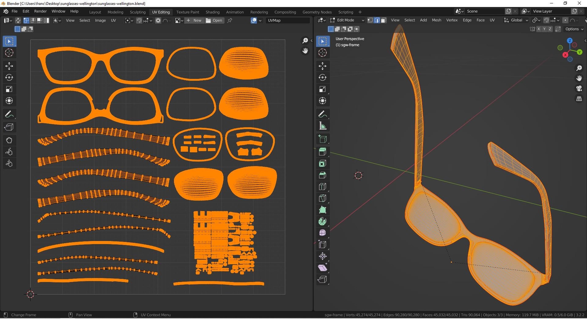 Sunglasses Wellington Model - TurboSquid 1952891