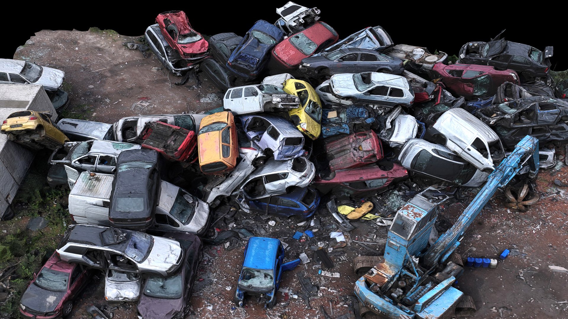 3D Cars Destroyed Wreckage Pile Drone Part1 Photogrammetry Model ...