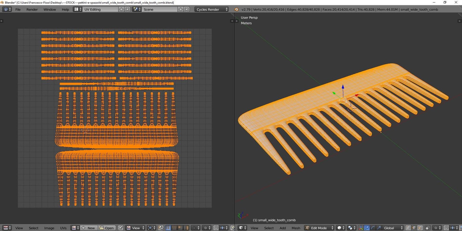 Small wide tooth comb 3D - TurboSquid 1404120