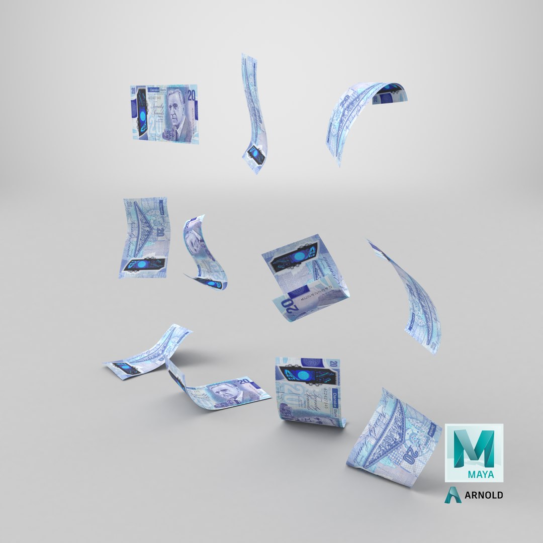 3D Northern Ireland 20 Pounds Falling Notes Model - TurboSquid 2510795