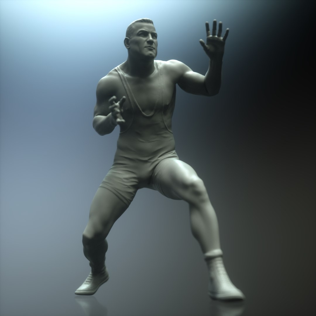 Wrestler Sculpture Male Printing Obj