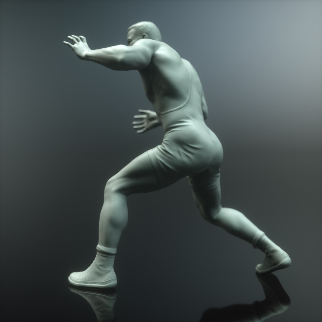 Wrestler Sculpture Male Printing Obj