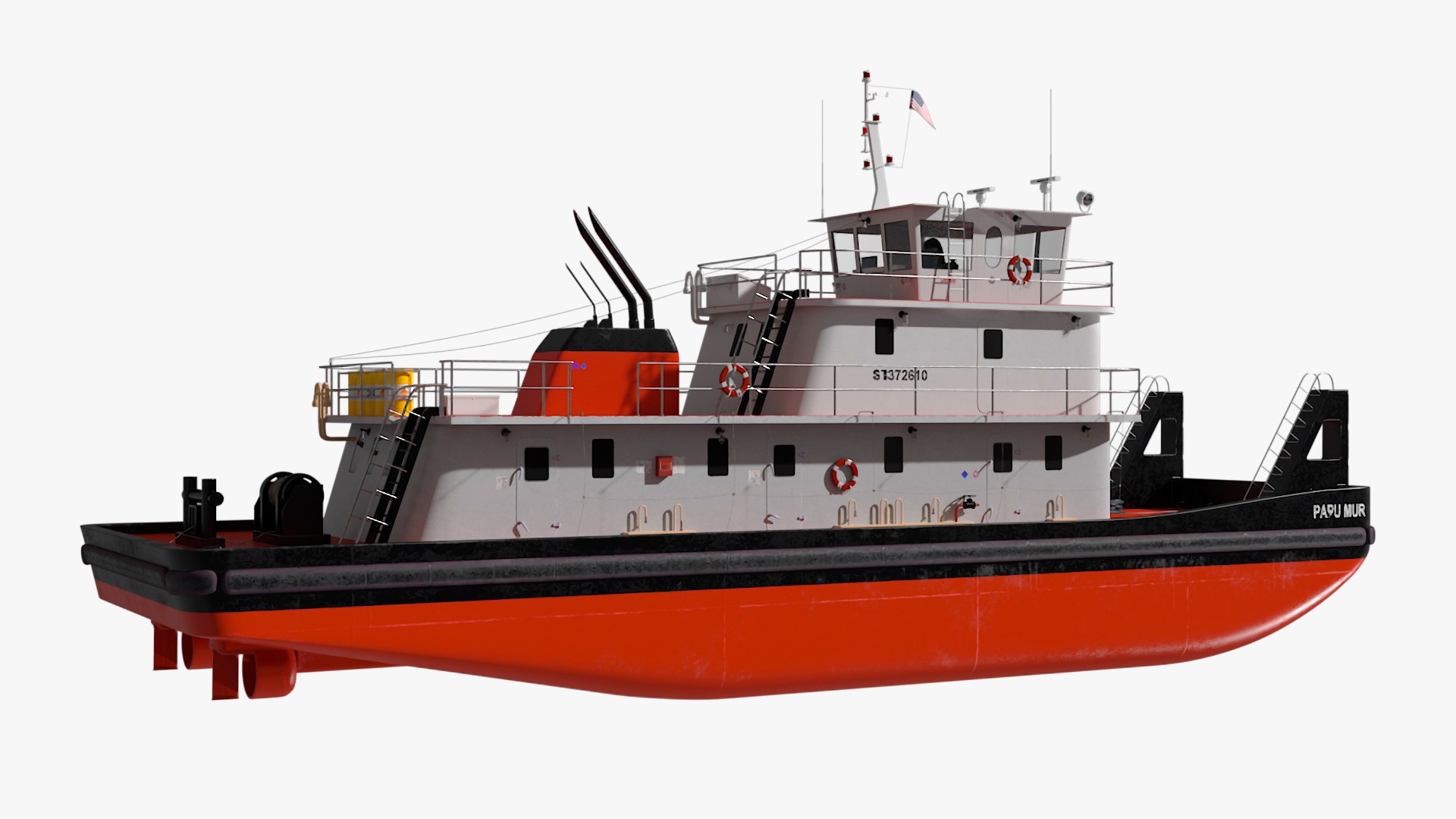 Push Boat Ship With Pontoon Barge With Sand On Water 3D Model ...