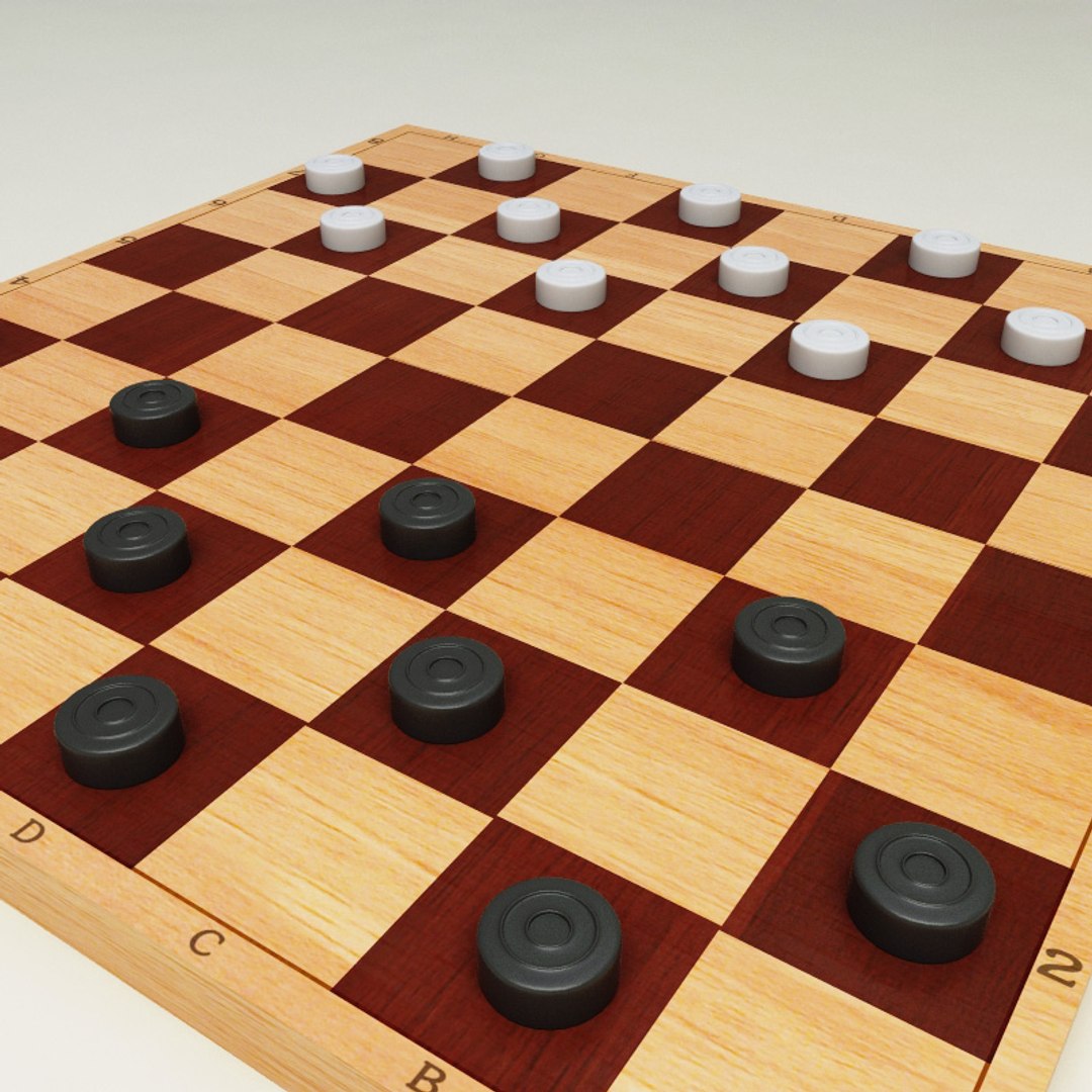 2-in-1 Wooden Checkers Backgammon 3d Model