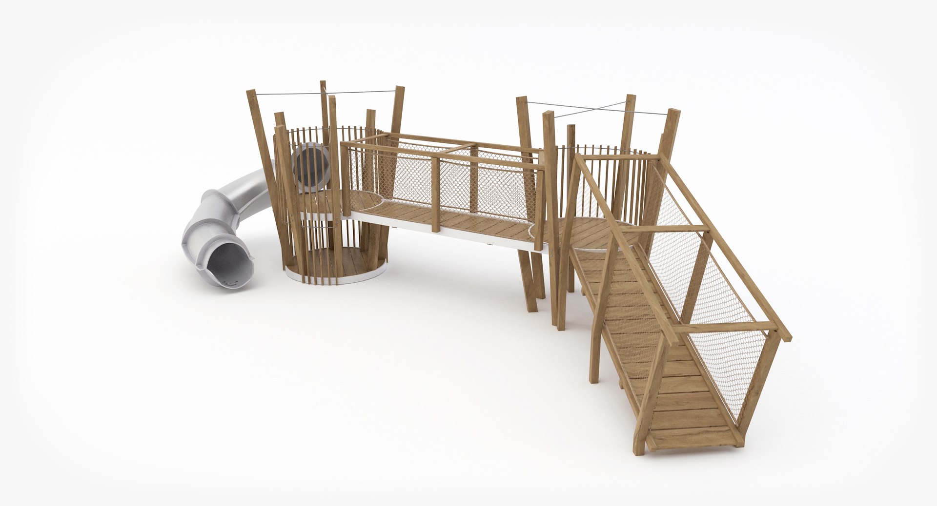 3D Wooden Slide Bridge Playground - TurboSquid 1507697