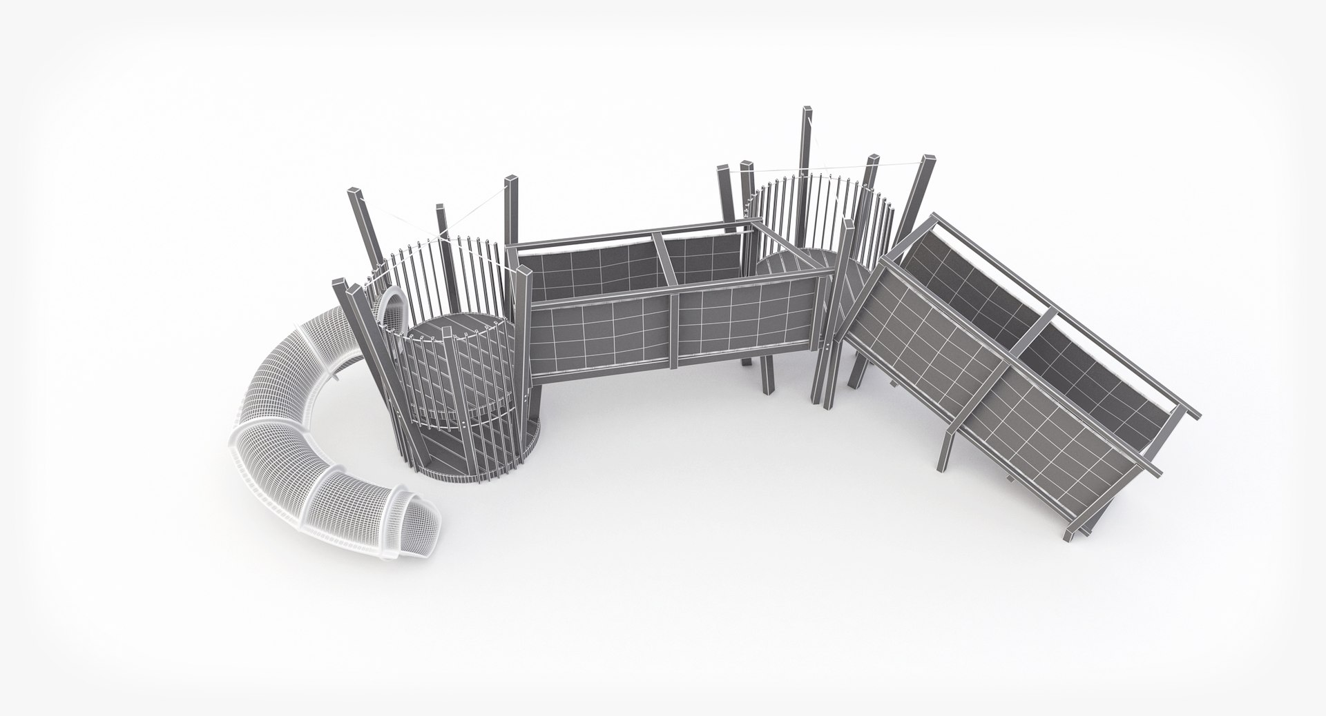 3D Wooden Slide Bridge Playground - TurboSquid 1507697