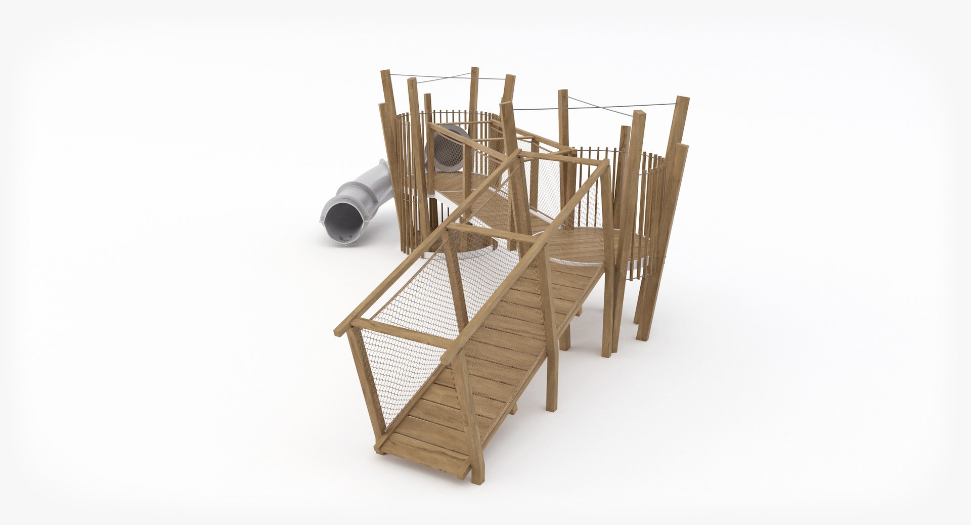 3D Wooden Slide Bridge Playground - TurboSquid 1507697