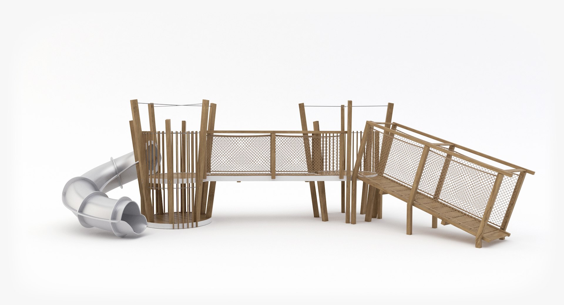 3D Wooden Slide Bridge Playground - TurboSquid 1507697