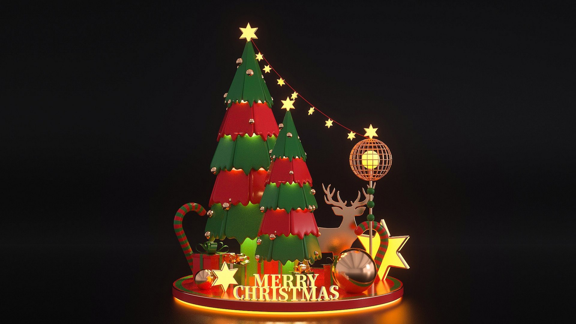 Christmas tree lights beautiful 3D - TurboSquid 2087298