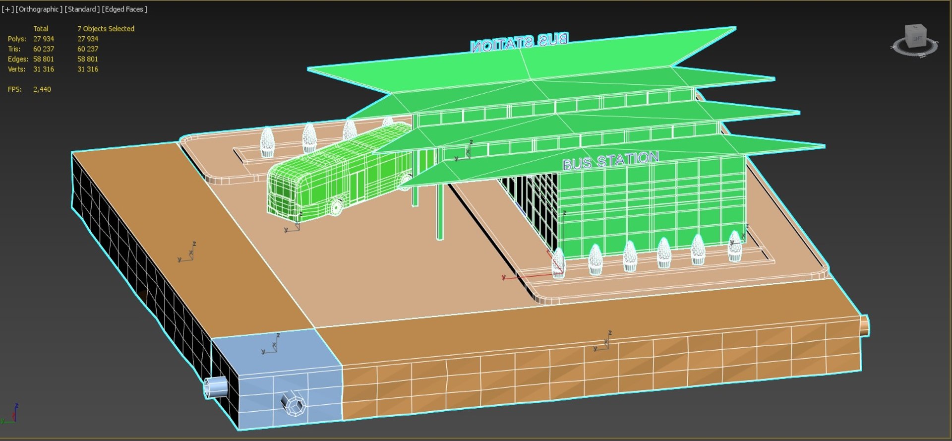 3D Model Low-poly 3D PBR Set City Bus Station VR AR - TurboSquid 1905593