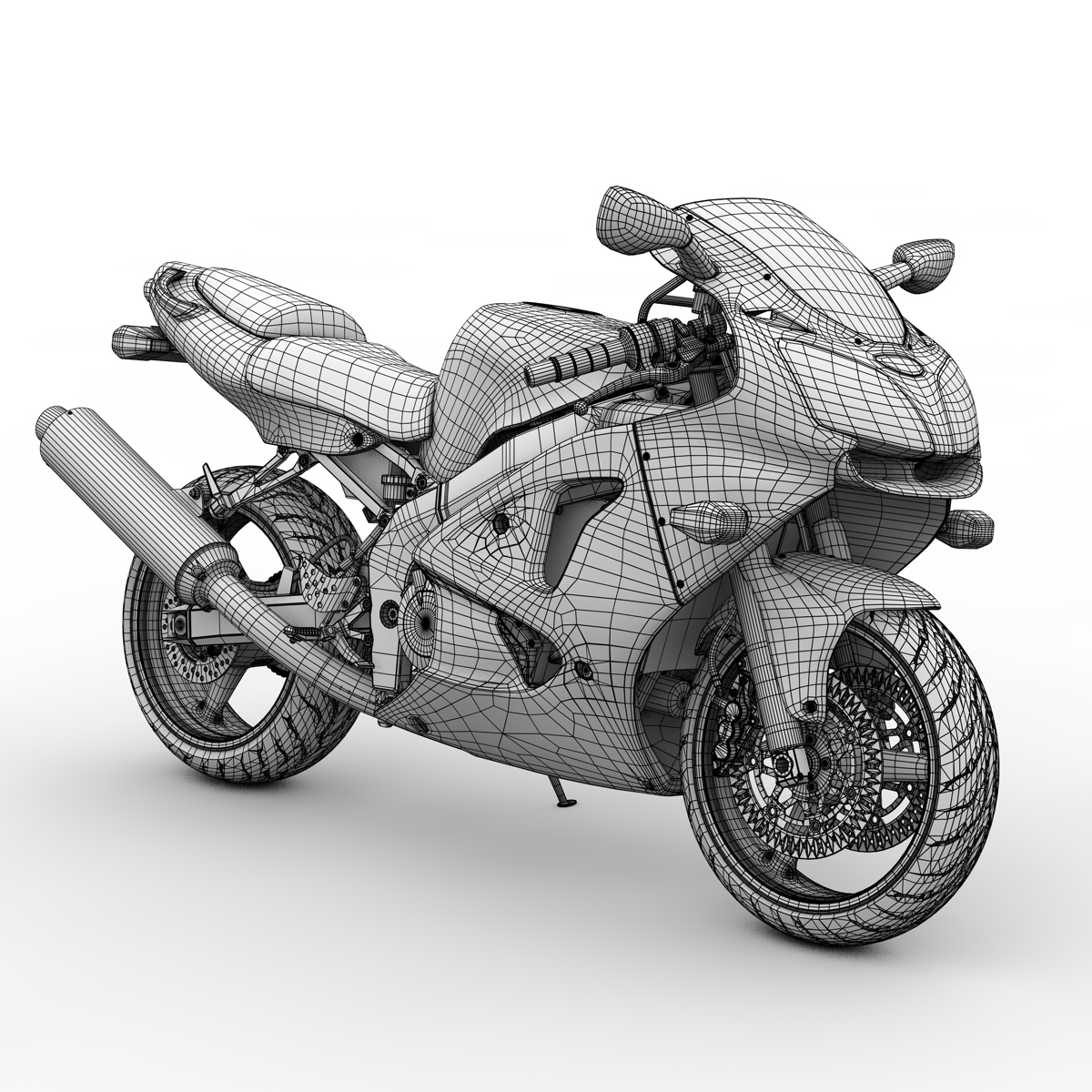 kawasaki super sport motorcycle 3d model