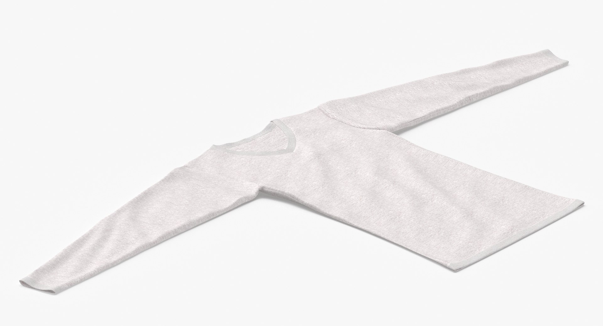 Long Sleeve Flat Female V Neck Pose 03 White Blank And Branded Heather ...