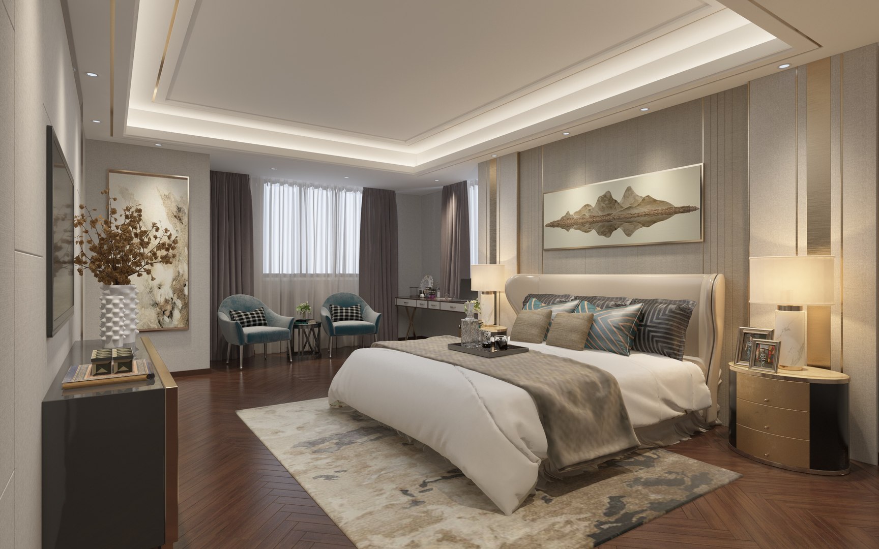 Bedroom Bed Room Model - TurboSquid 1589582