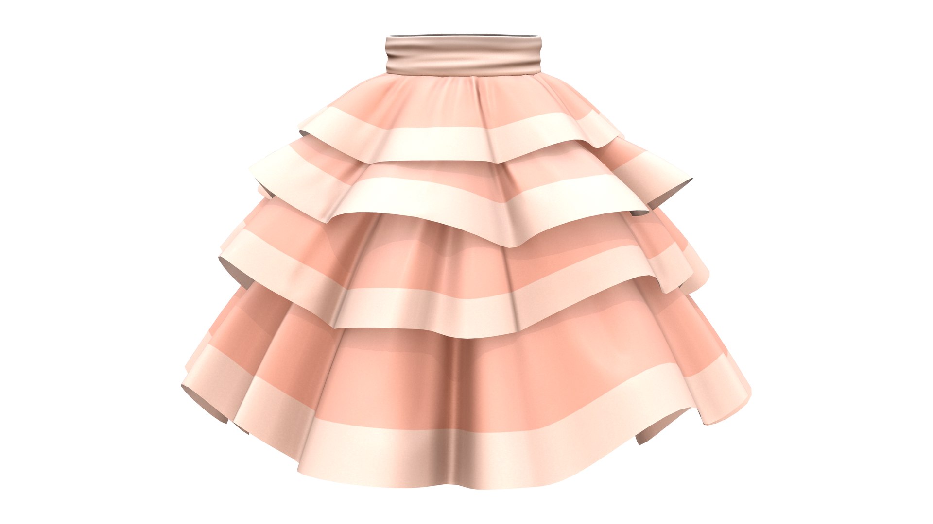 Layered Ruffled High Waist Skirt 3D Model - TurboSquid 1950169