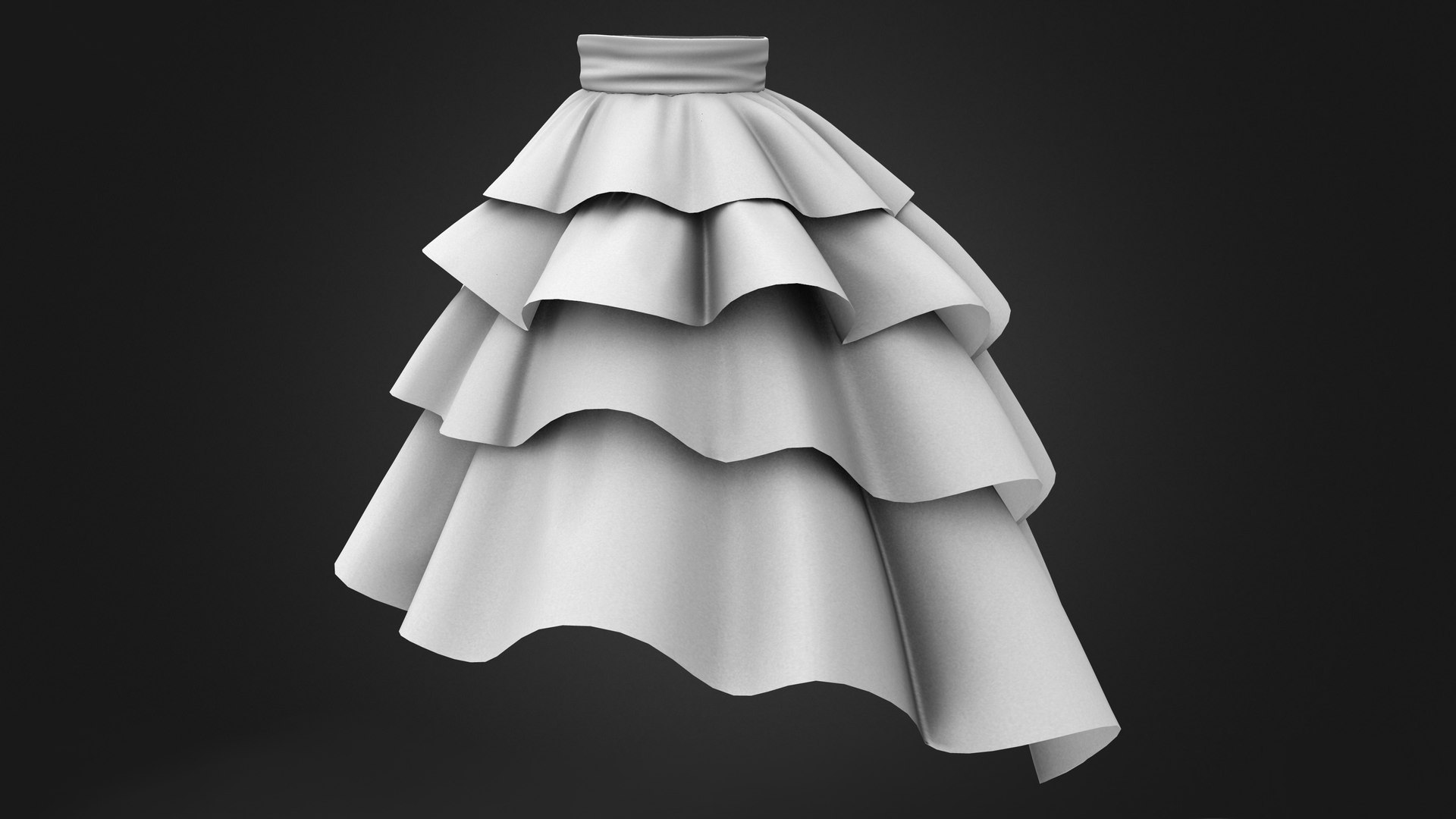 Layered Ruffled High Waist Skirt 3D Model - TurboSquid 1950169
