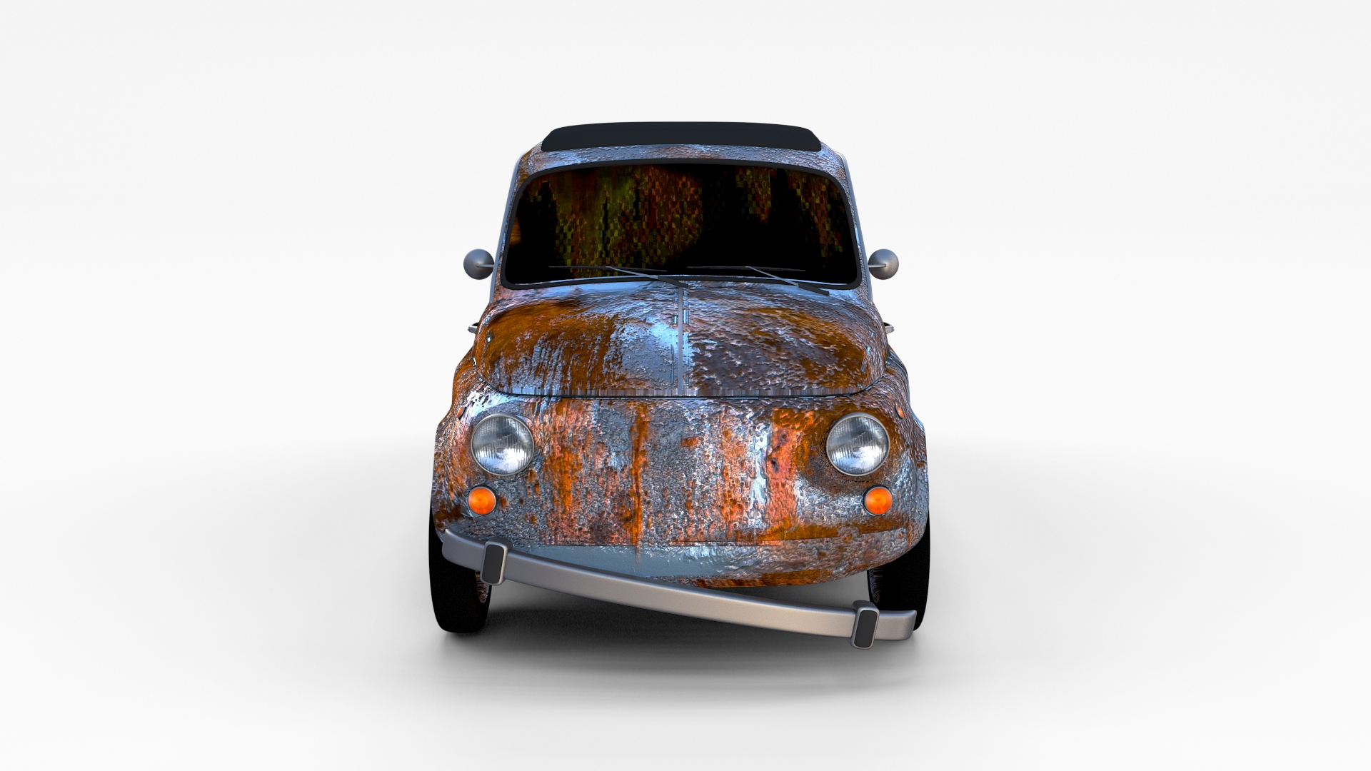 3d Rusty Fiat 500 Nuova