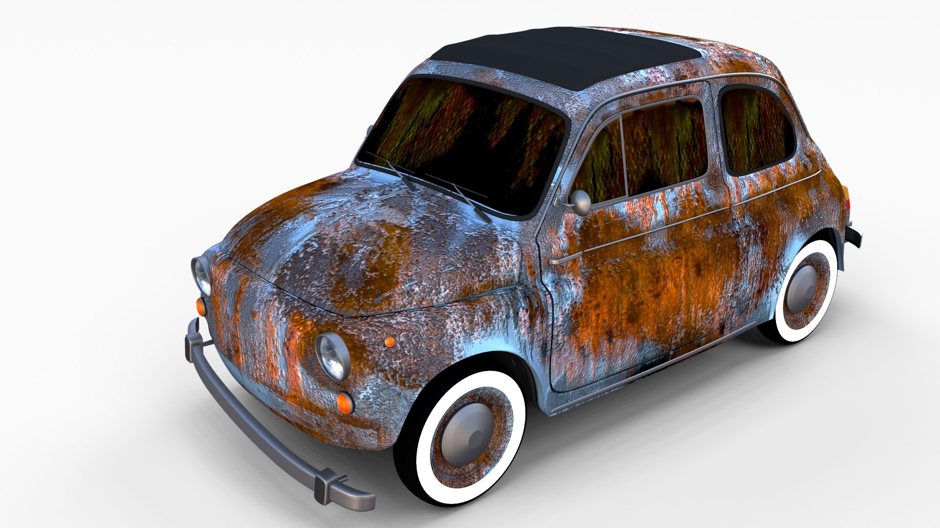 3d Rusty Fiat 500 Nuova