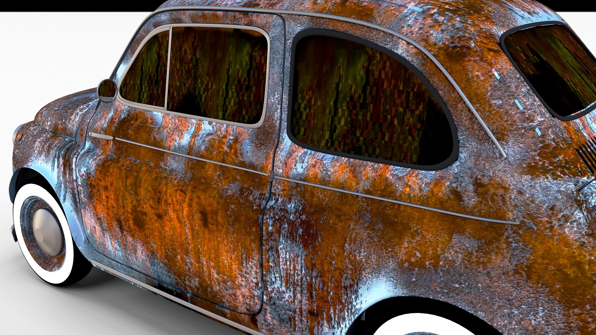 3d Rusty Fiat 500 Nuova
