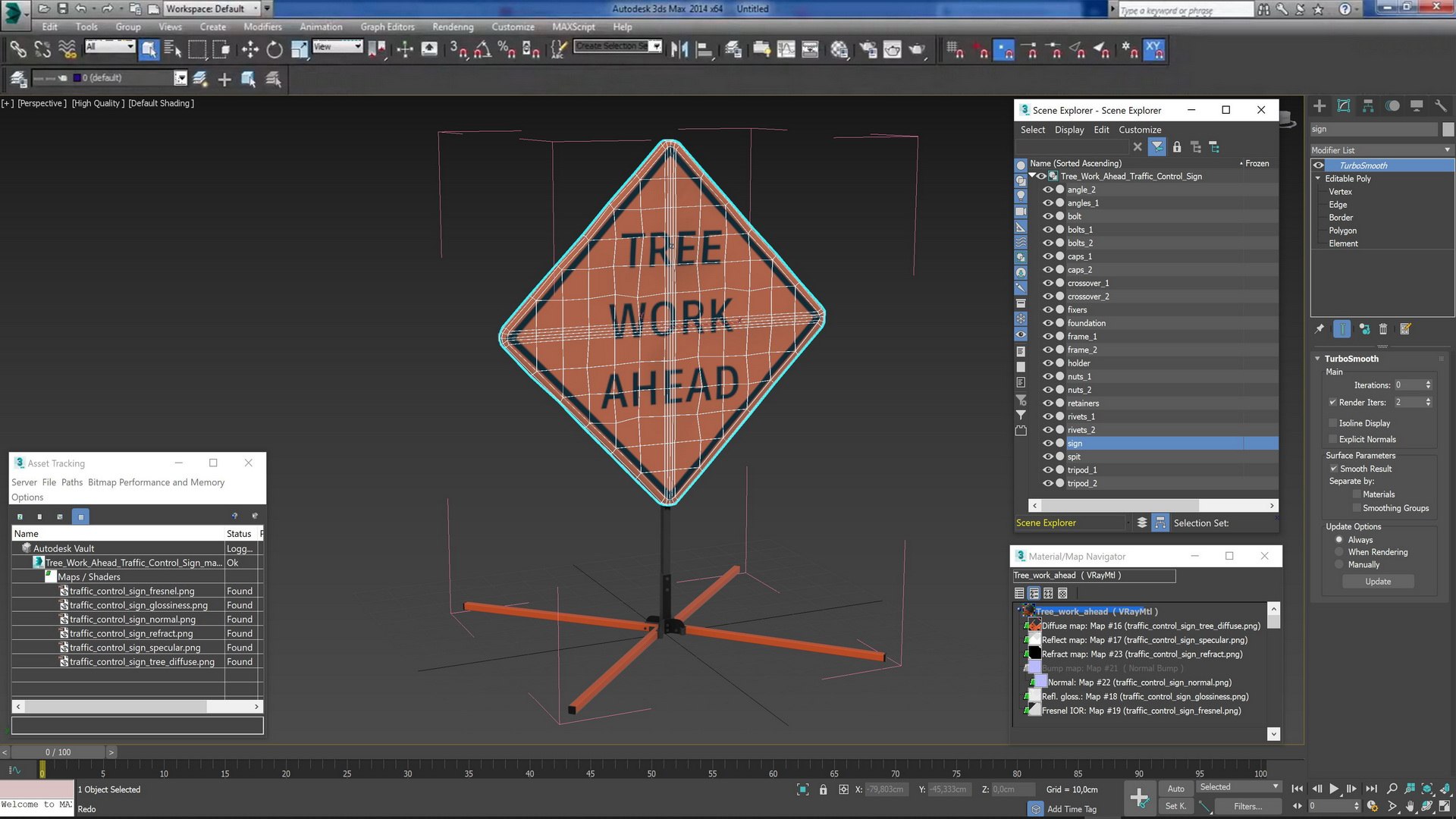 Tree Work Ahead Traffic Control Sign 3D Model - TurboSquid 2007457