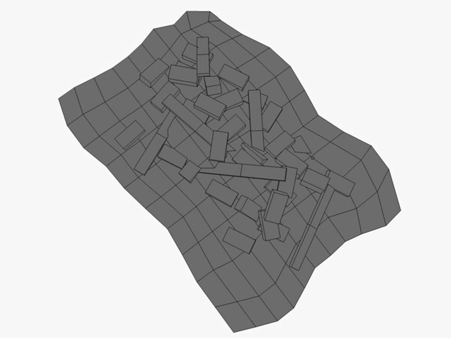 stone pile planks 3d 3ds